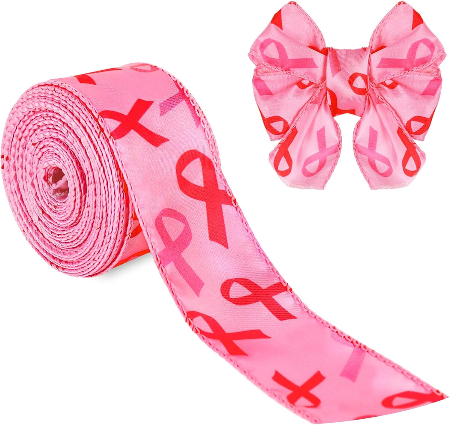 Amazon.com: Whaline Breast Cancer Awareness Wired Ribbon Pink Ribbons ...