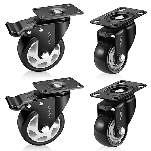Plantex 3 Inch Caster Wheel/Soft PU Swivel Caster Wheels with 360 ...