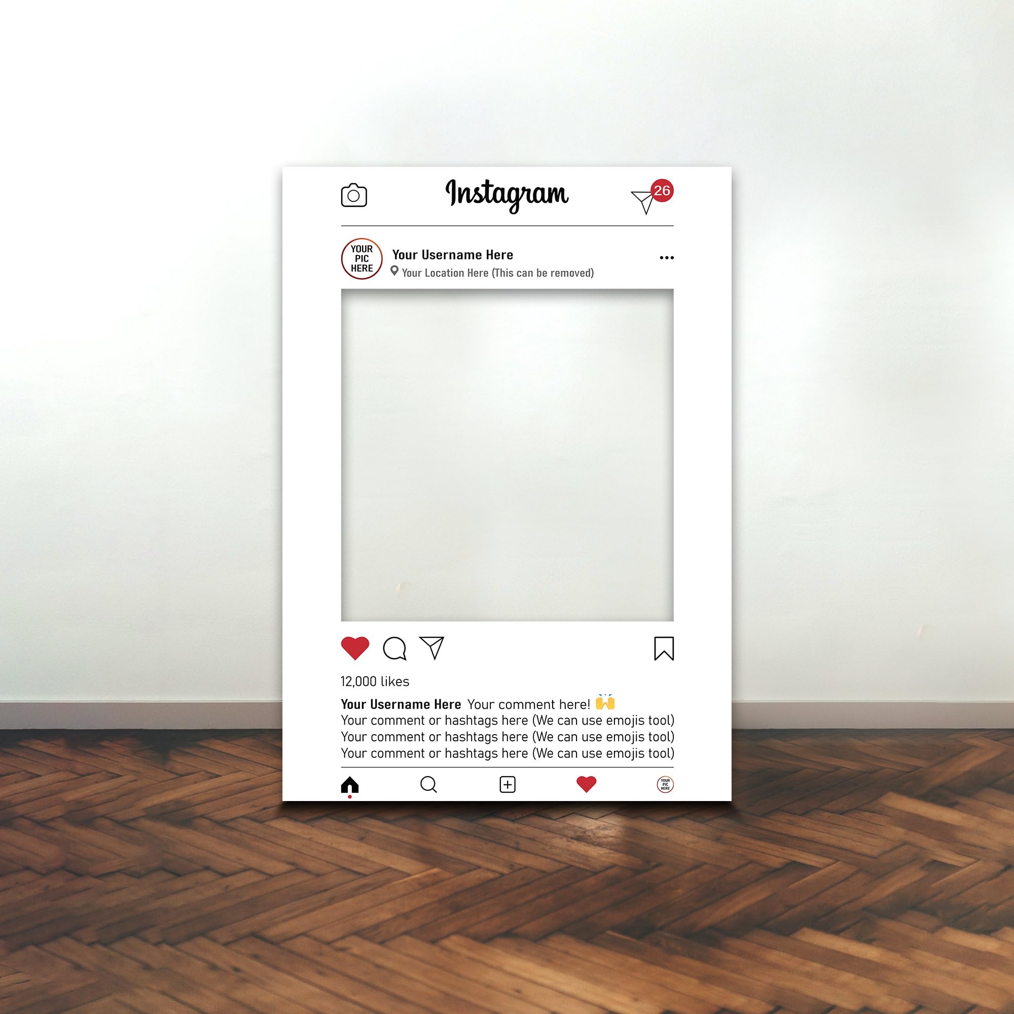 CUSTOMISABLE INSTAGRAM FRAME Personalised Instagram Selfie Frame Social ...