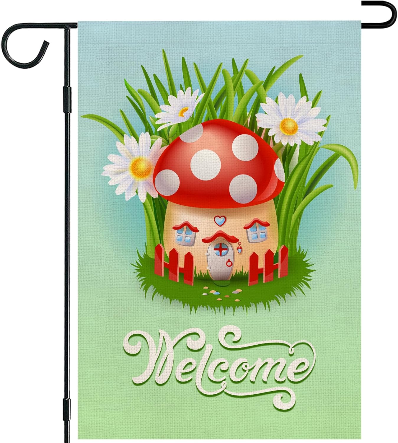Amazon.com : RLCMO Mushroom Flower Garden Flag Welcome 12 x 18 inch ...