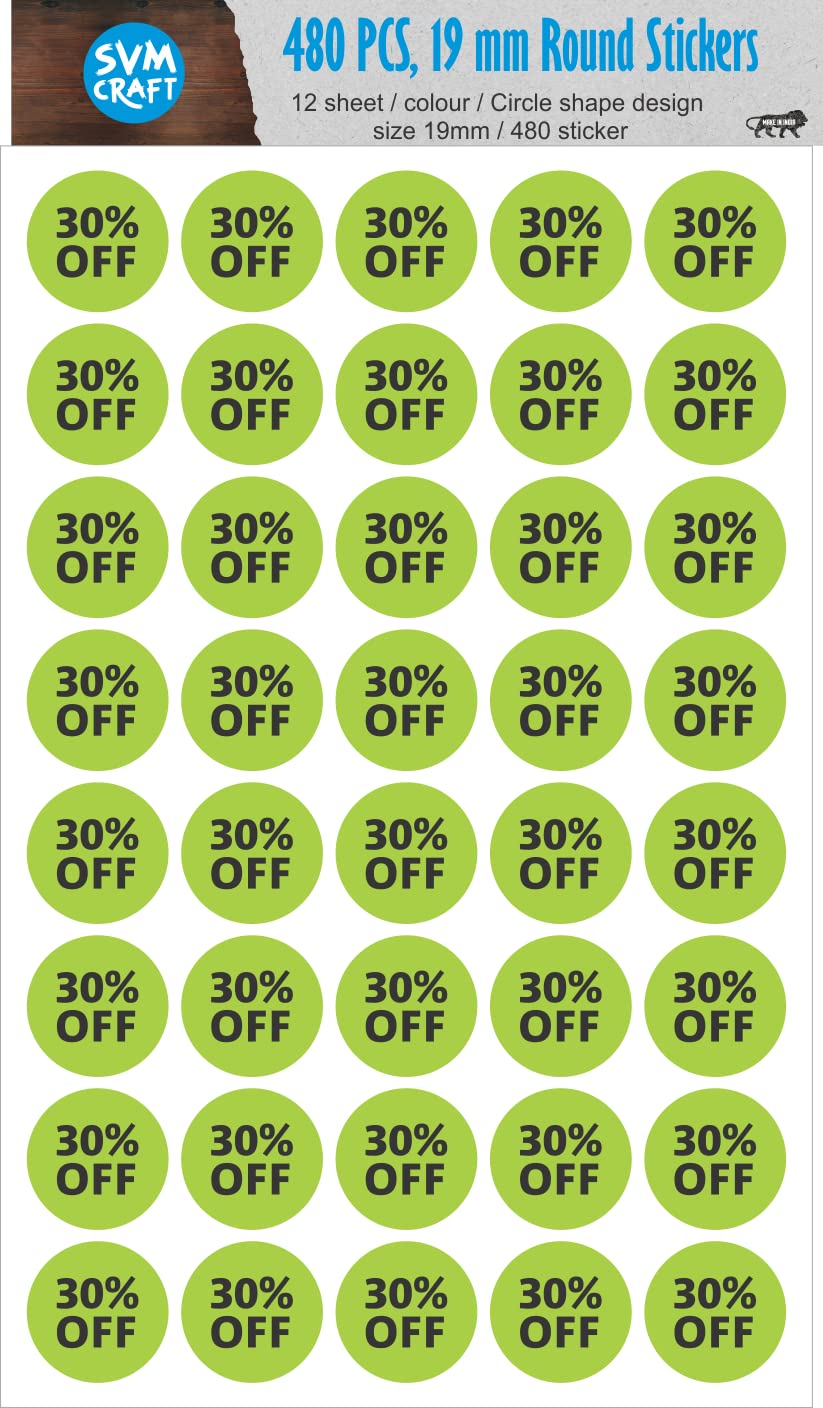 SVM CRAFT® Discount Stickers 30% Percent Off Stickers for Retail ...