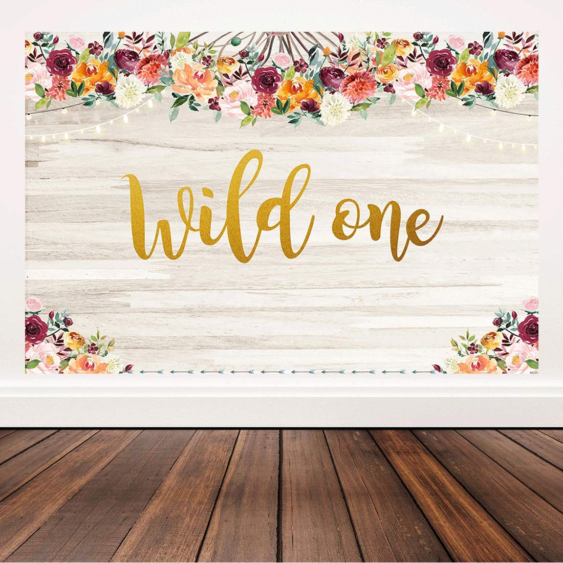 Buy Bellimas Wild One Banner One Birthday Backdrop White Wood Flower ...