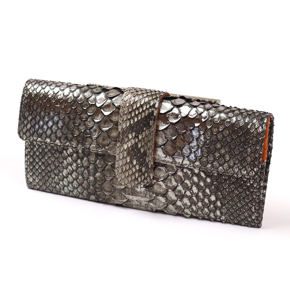 Amazon | VIA DOAN(ヴィアドアン) Antique python(アンティークパイソン) 薄マチ長財布 スリムでコンパクト ヘビ革 ダイヤモンドパイソン 日本製 473 | 財布