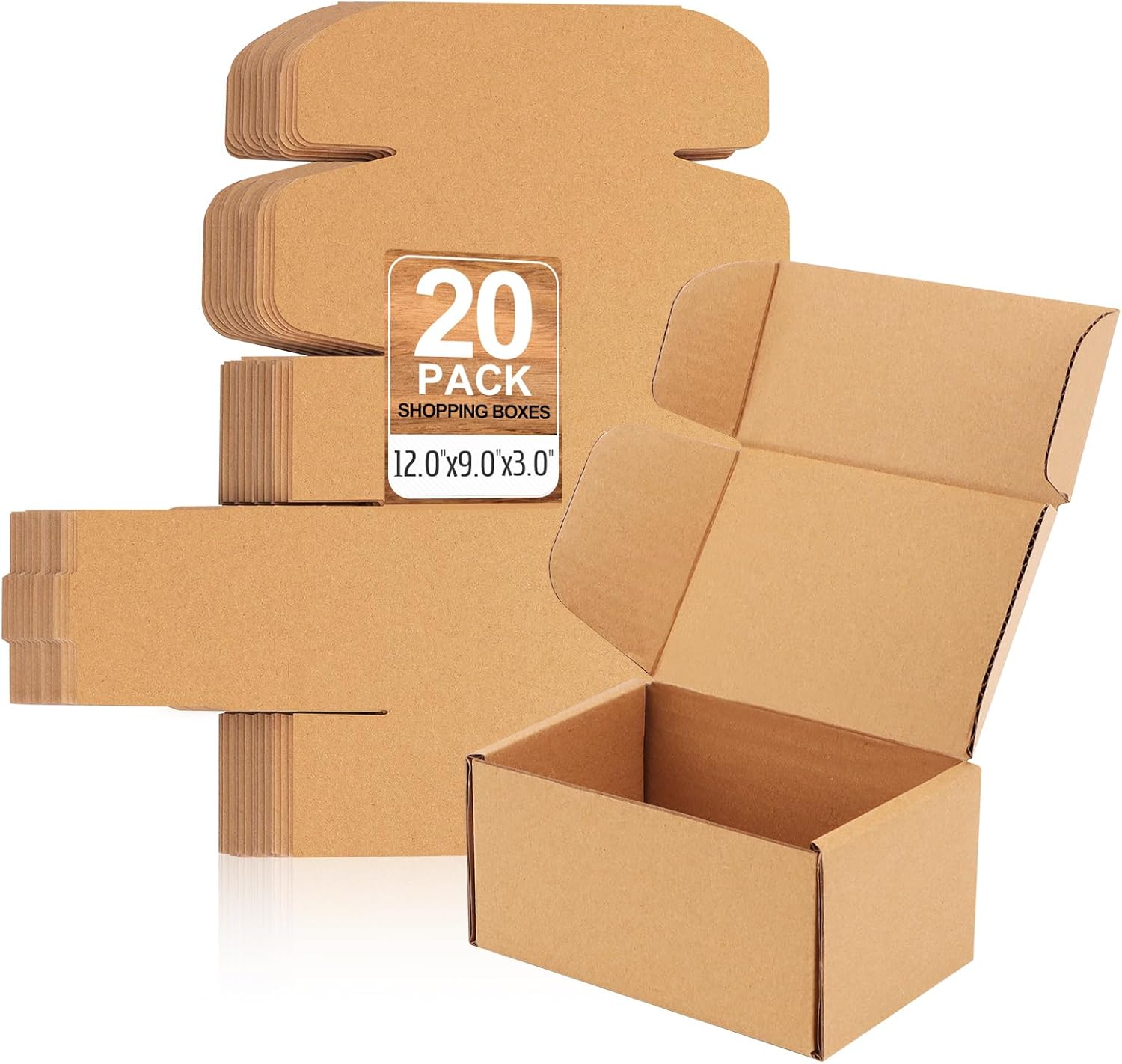 QLOUNI 20 Pack Corrugated Cardboard Mailing Boxes 12 x 9 x 3 inches ...