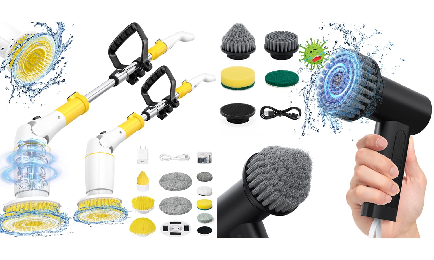 Amazon.com: Electric Scrubber with Long Handle & Handle Scrubber ...