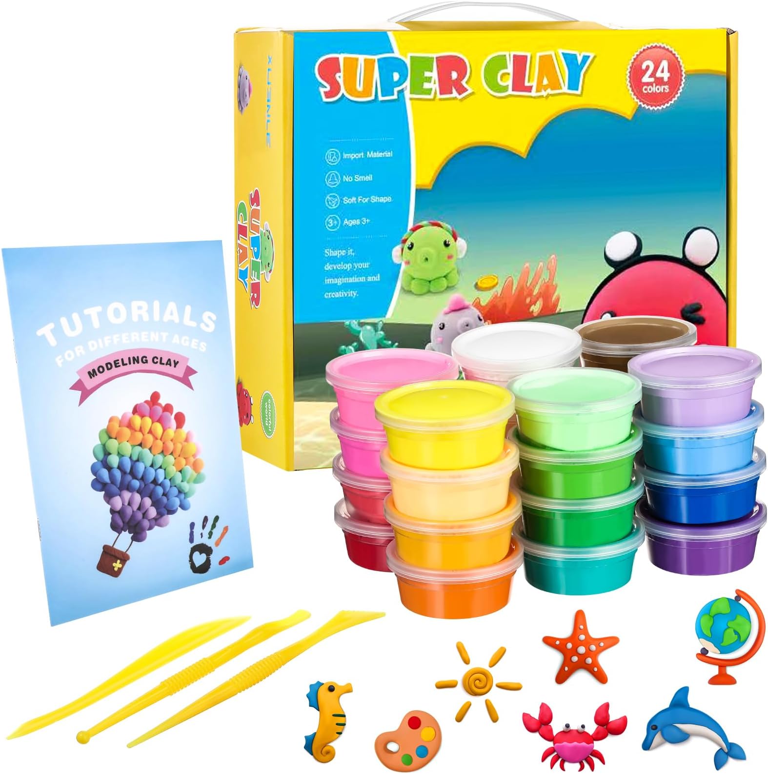 Amazon.com: ESSENSON Modeling Clay Kit - 24 Colors Air Dry Ultra Light ...