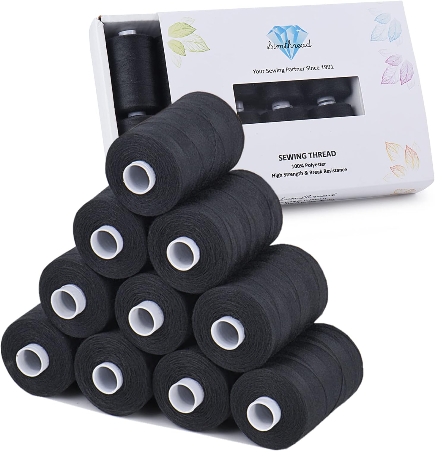 Amazon.com: IZO Home Goods 4-Pack of 6000 Yards (Each) Black Serger ...