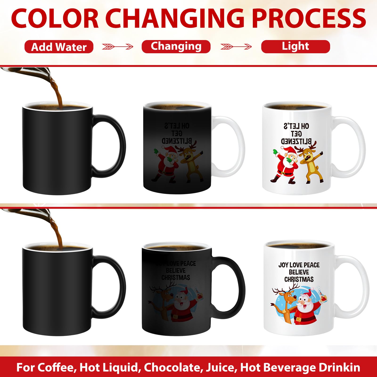 Snapklik.com : 12 Pcs Christmas Changing Coffee Mugs 12 Oz Santa ...