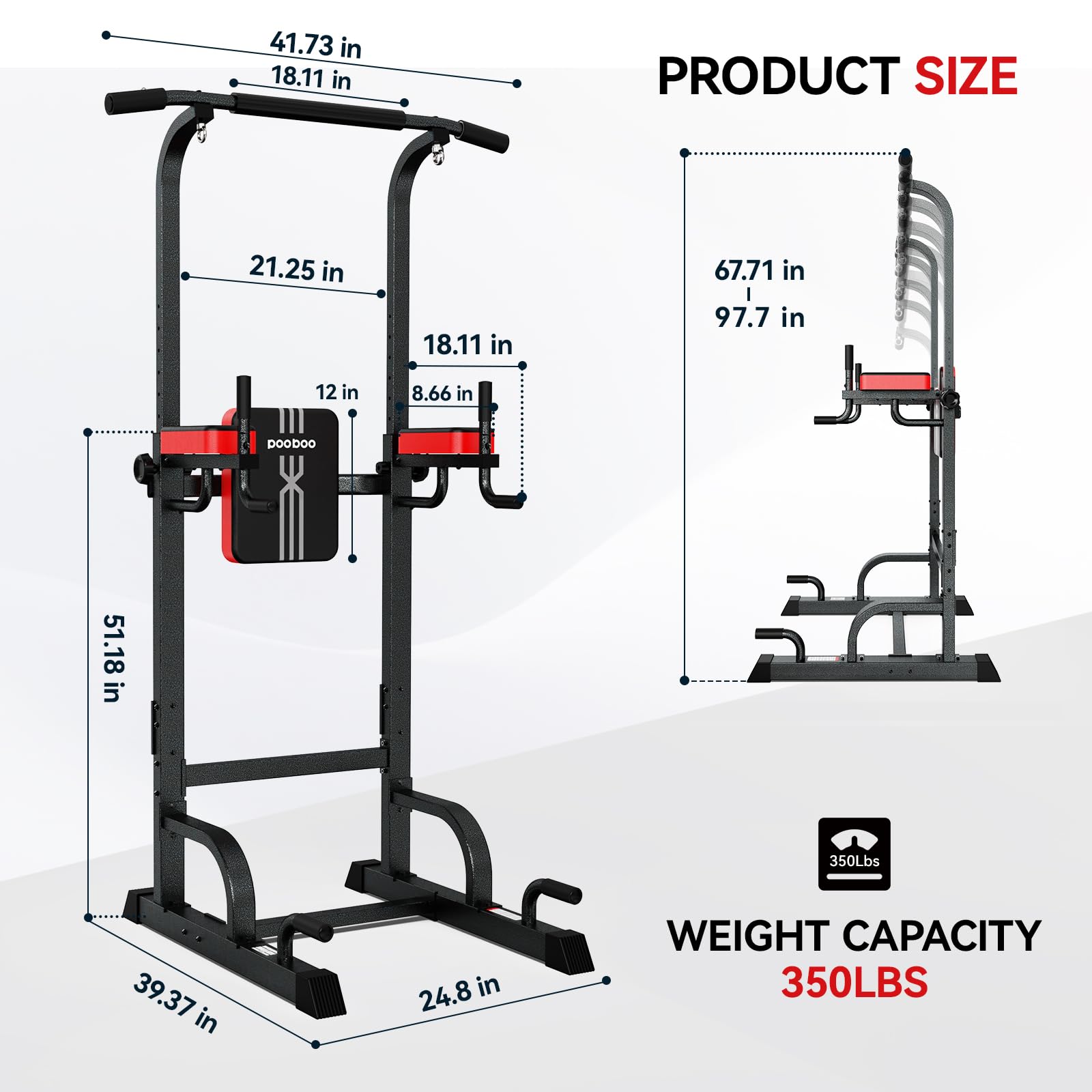 Snapklik.com : Pooboo Power Tower Dip Station, Pull Up Bar Stand For ...