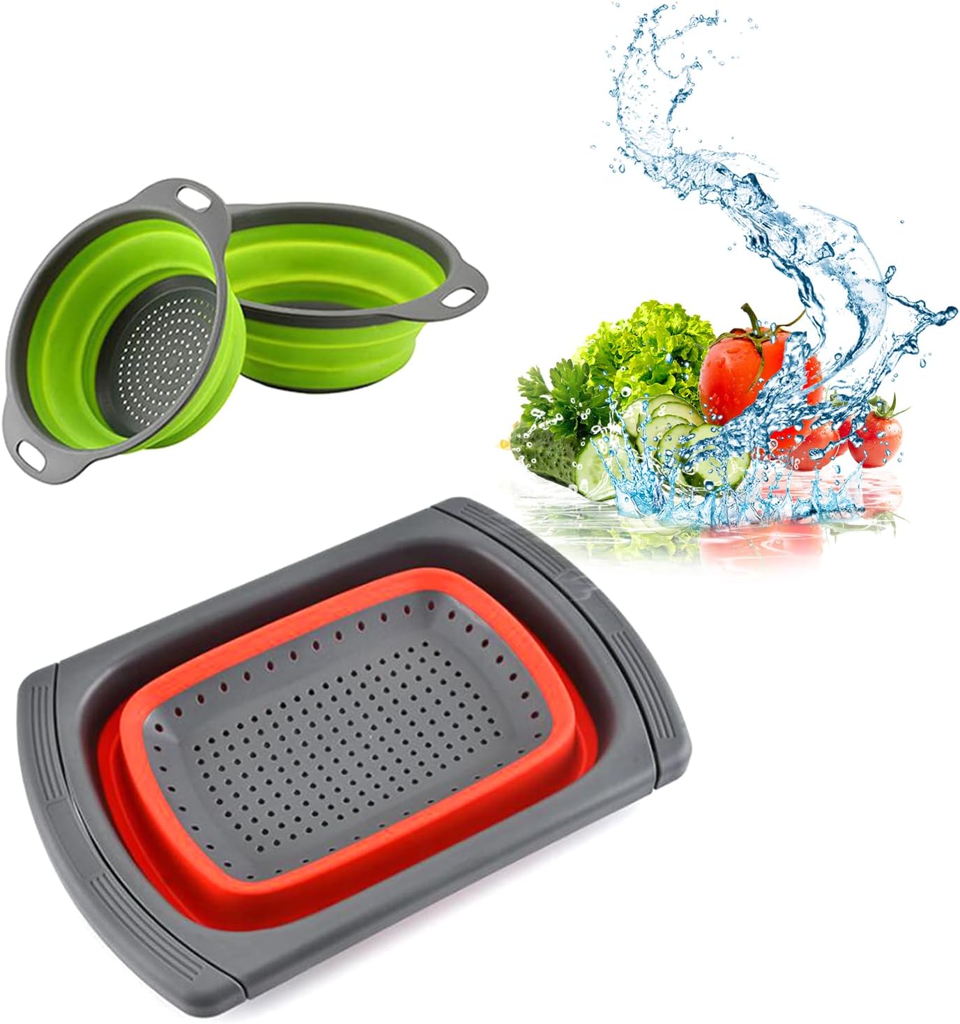 Amazon.com: Collapsible Colanders with Handles, 1 Pcs 6 Quart & 2 Pcs 4 ...