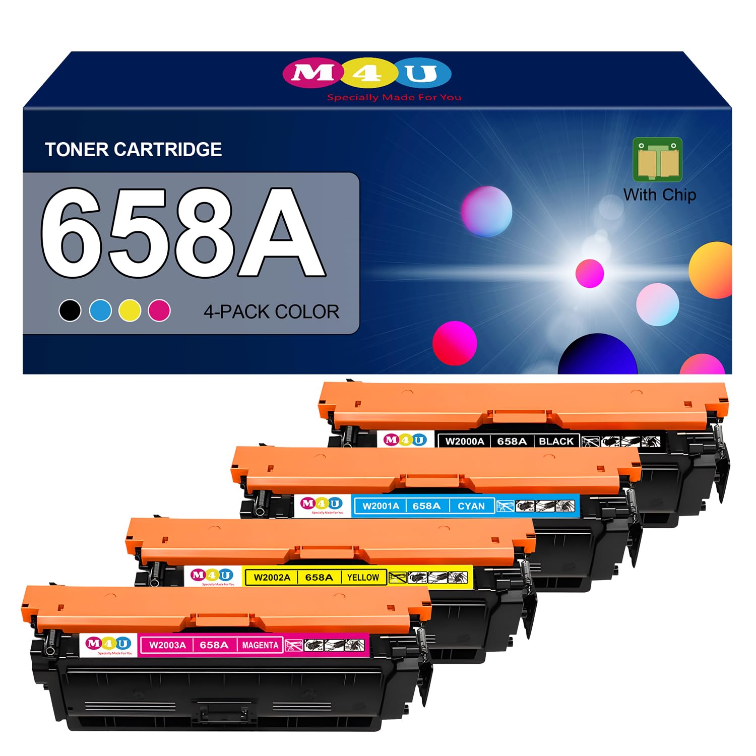 Amazon.com: 658A Toner Cartridges 4 Pack(with Chip) Compatible with ...