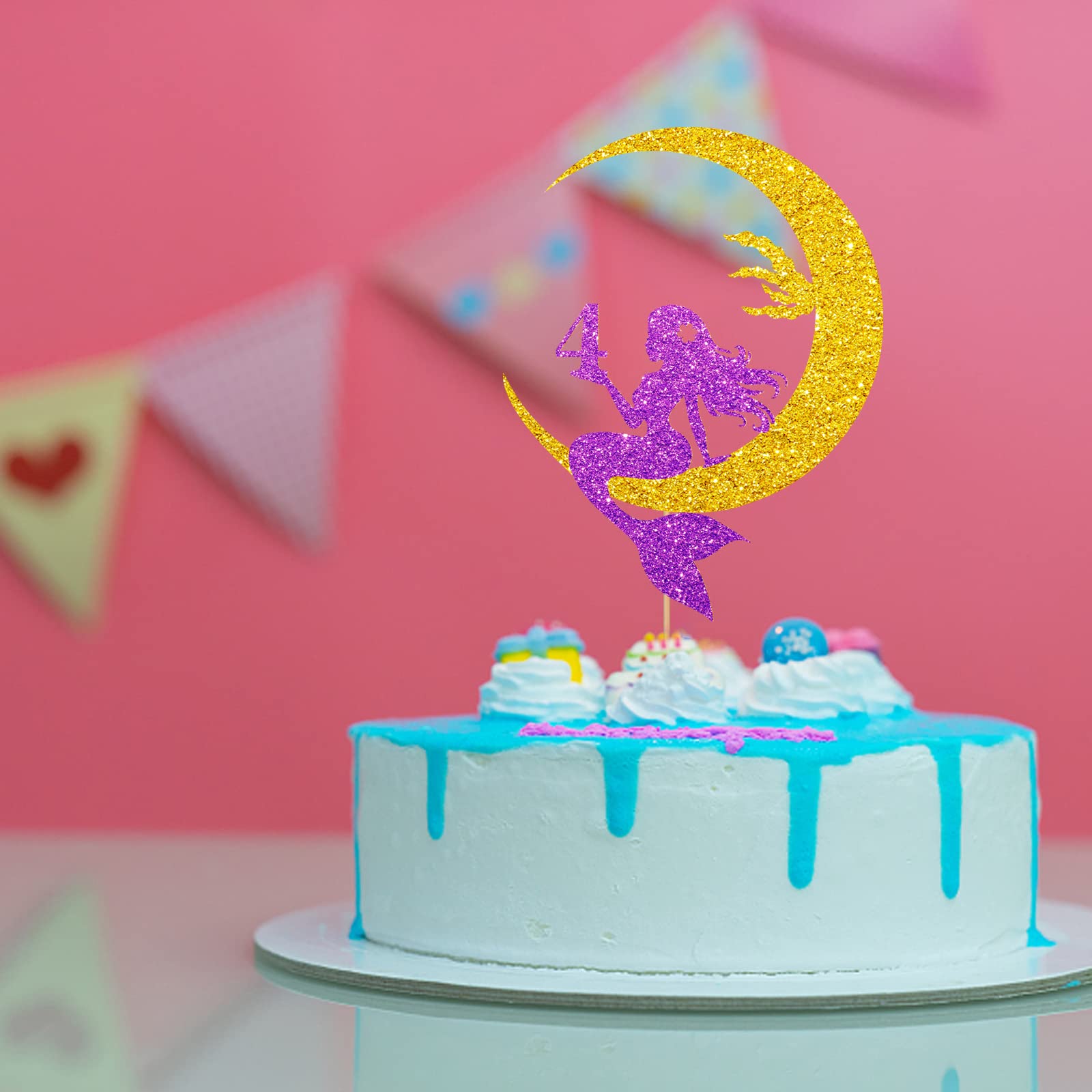 Snapklik.com : Gold & Purple Mermaid 4 Cake Topper, Little Mermaid ...