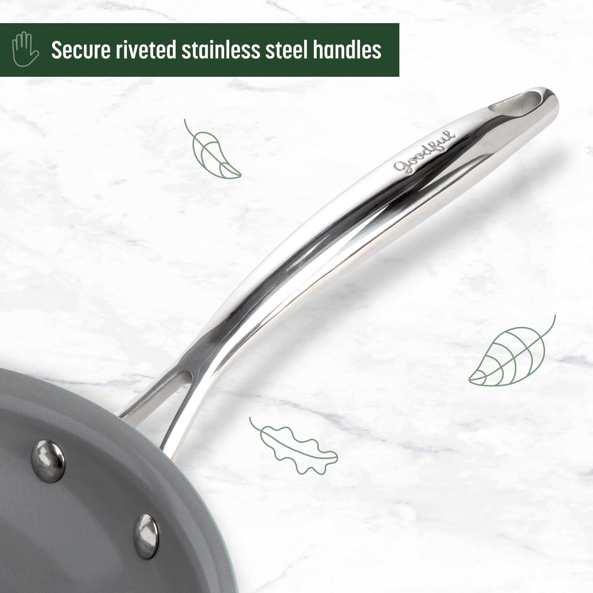 Goodful Ceramic Nonstick Pots and Pans Set, Titanium-Reinforced Premium ...