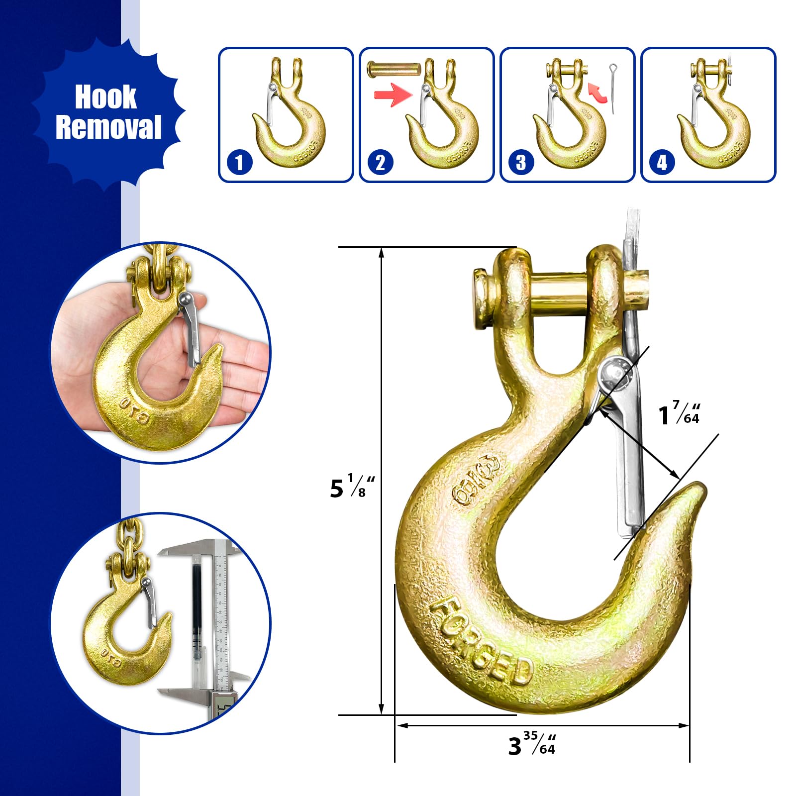Snapklik.com : SALIFTFE 3/8 Trailer Safety Chains 2-Pack, G80 35 Inch Chain