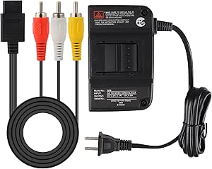 Amazon.com: CUENSTOP N64 Power Supply, AC Power Cord and AV Cable for ...