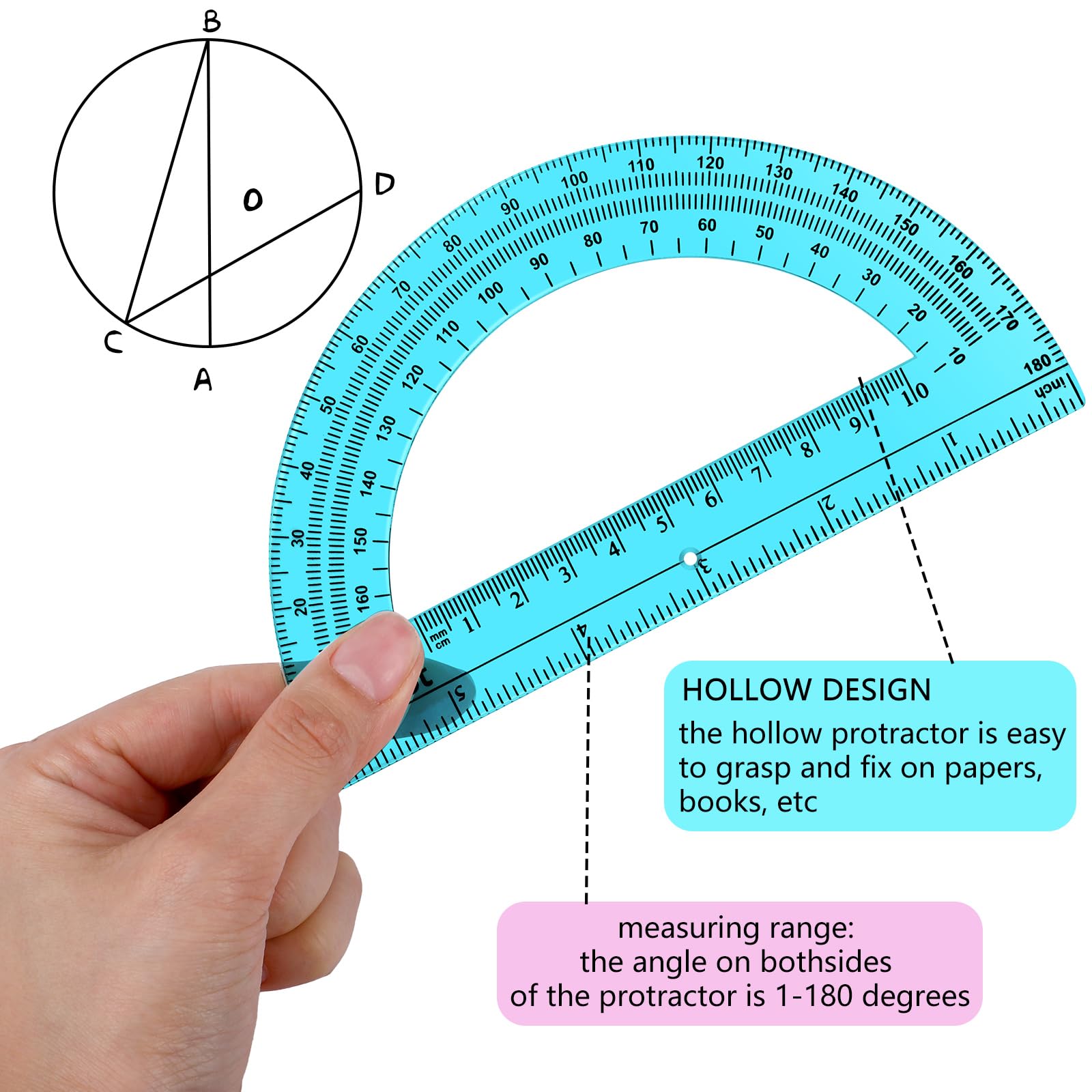 Snapklik.com : EBOOT 24 Pack Plastic Protractors Math Protractor 180 ...