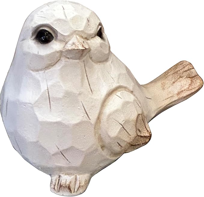 Amazon.com: WHITE Bird Table Decor Wood Grain Effect Bird Figurine ...