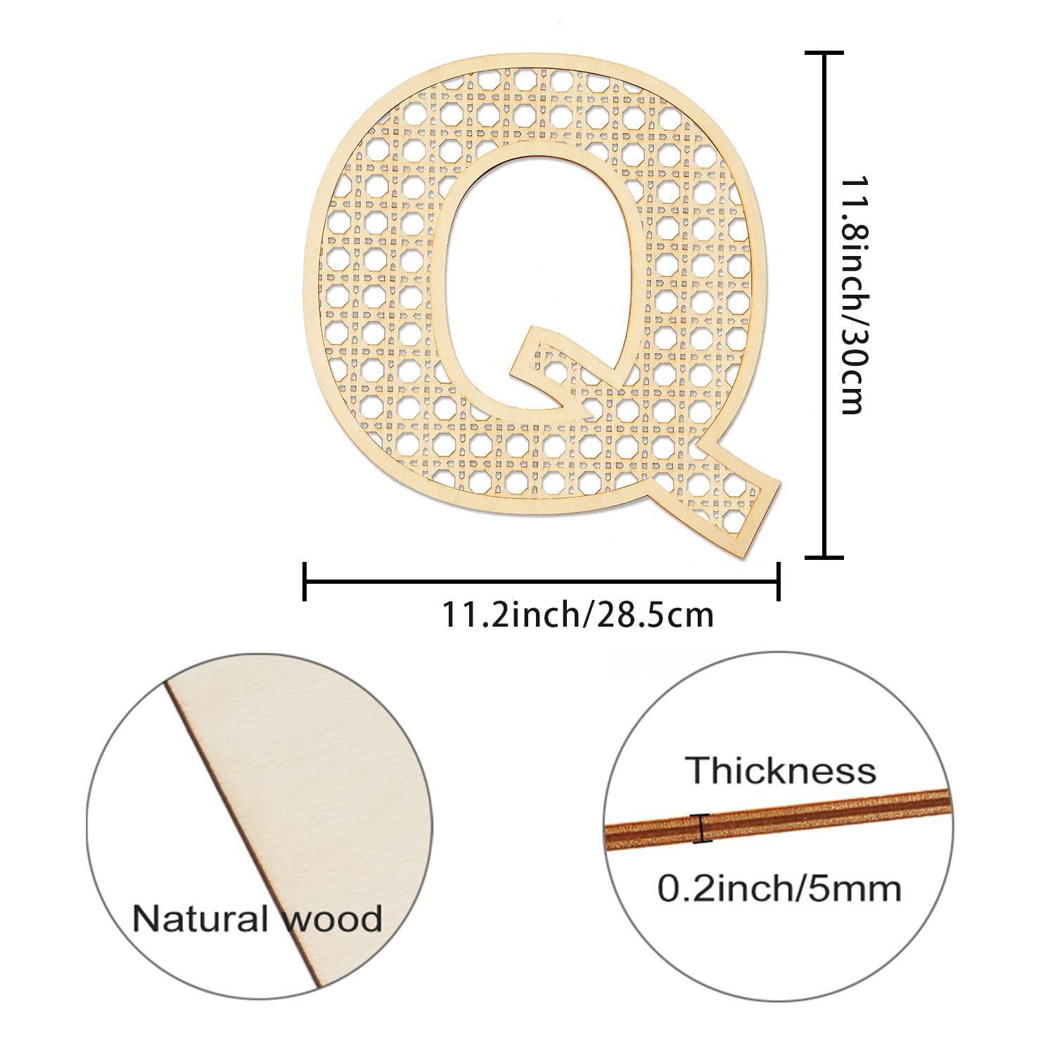 Snapklik.com : Wooden Rattan Letters For Wall Decor Rustic Wooden ...