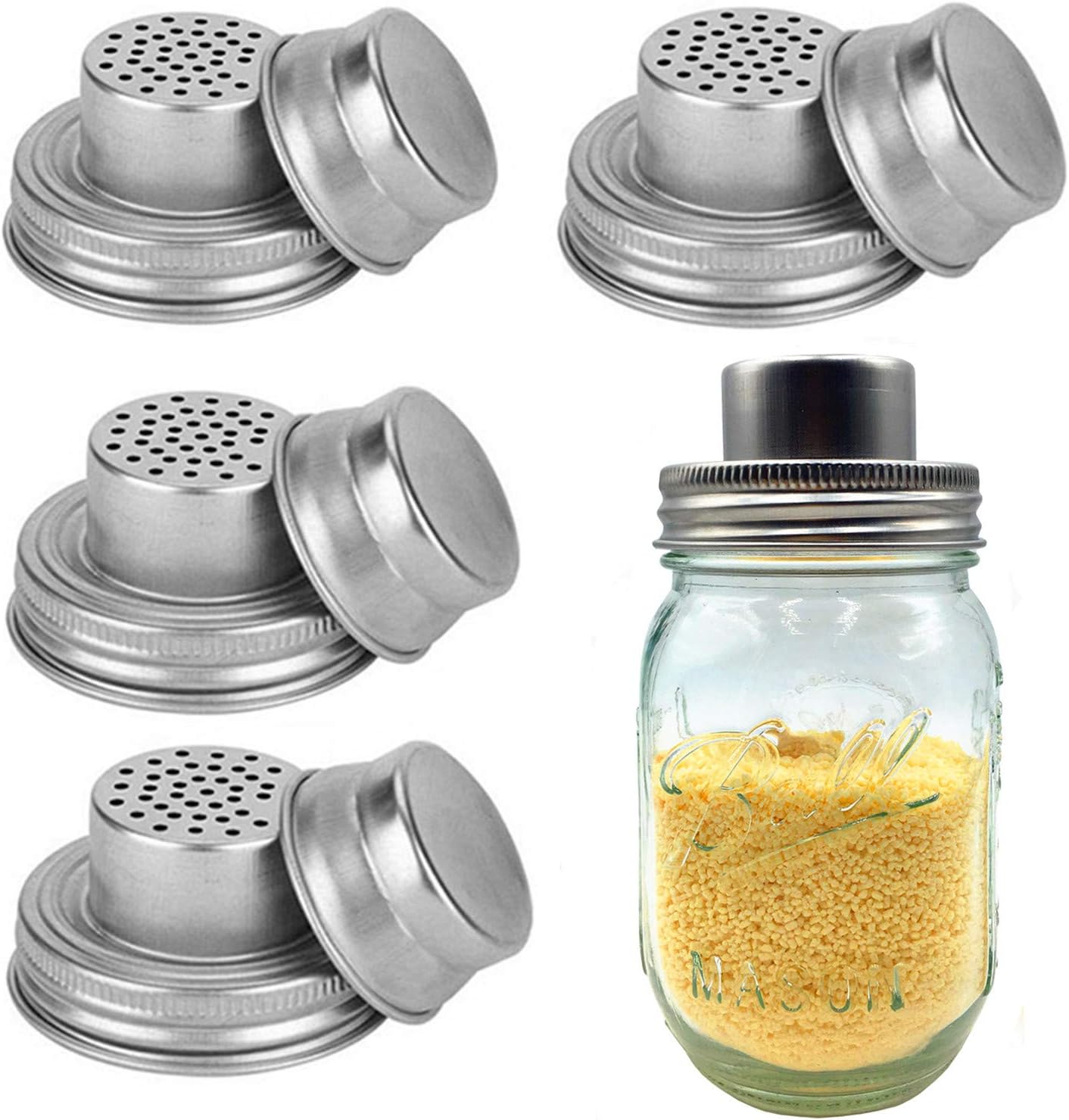 Amazon.com: 4 Pack Stainless Steel Spice Shaker Lid for Mason Jars ...