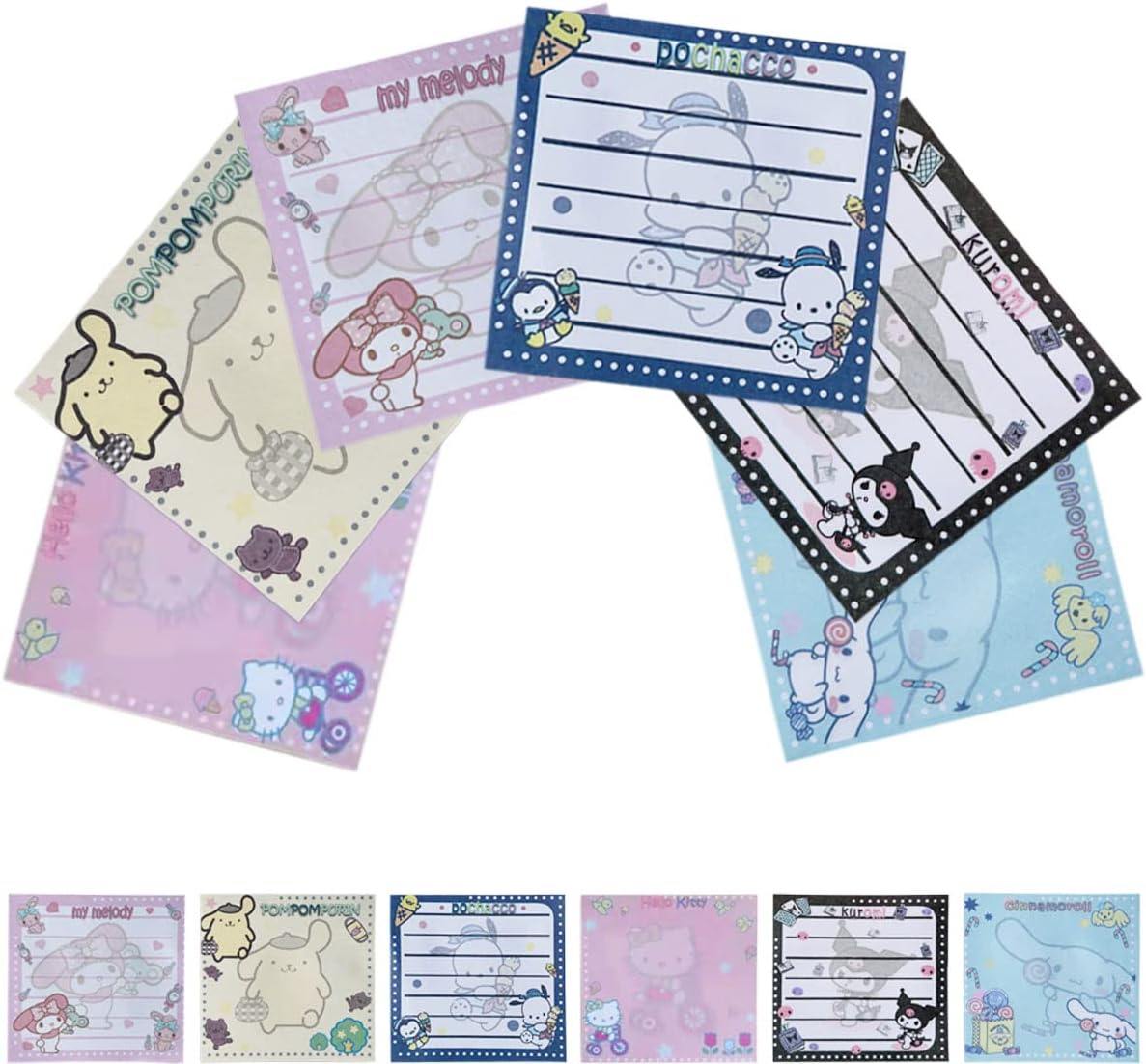 Amazon.com : 6 Pack Cute Sticky Notes Kawaii Sticky Notes Cute ...