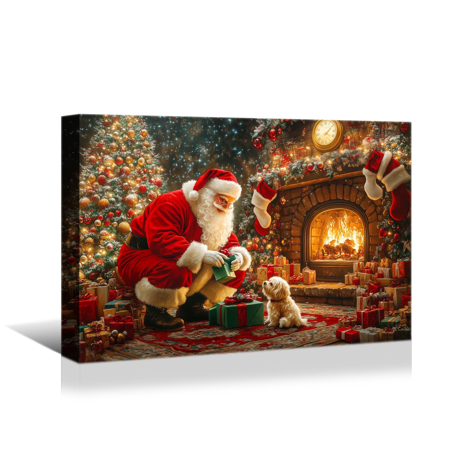Amazon.com: YONICA Christmas Wall Decor Santa Canvas Wall Art Home ...