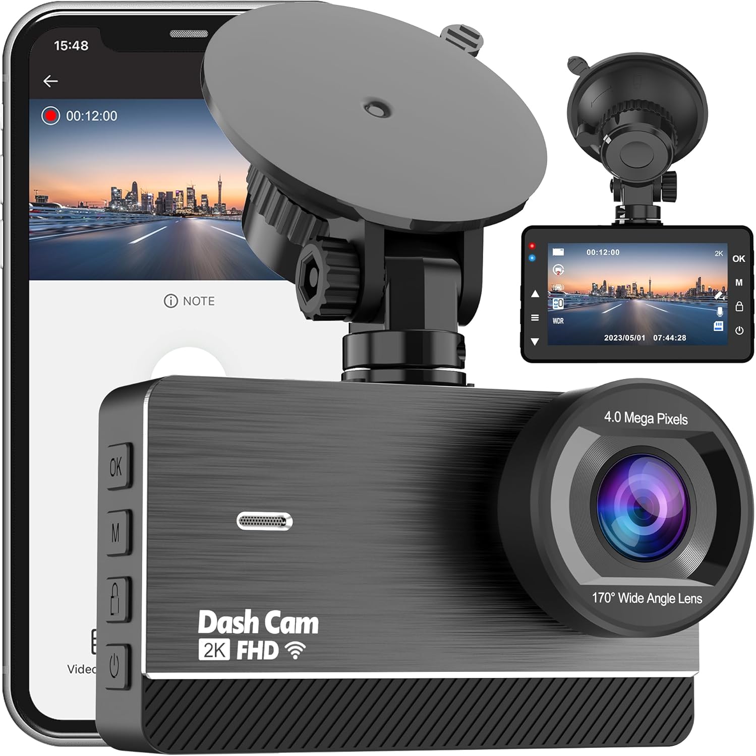 Amazon.com: Dash Cam WiFi 2K Dash Camera for Cars, Front Car Camera ...