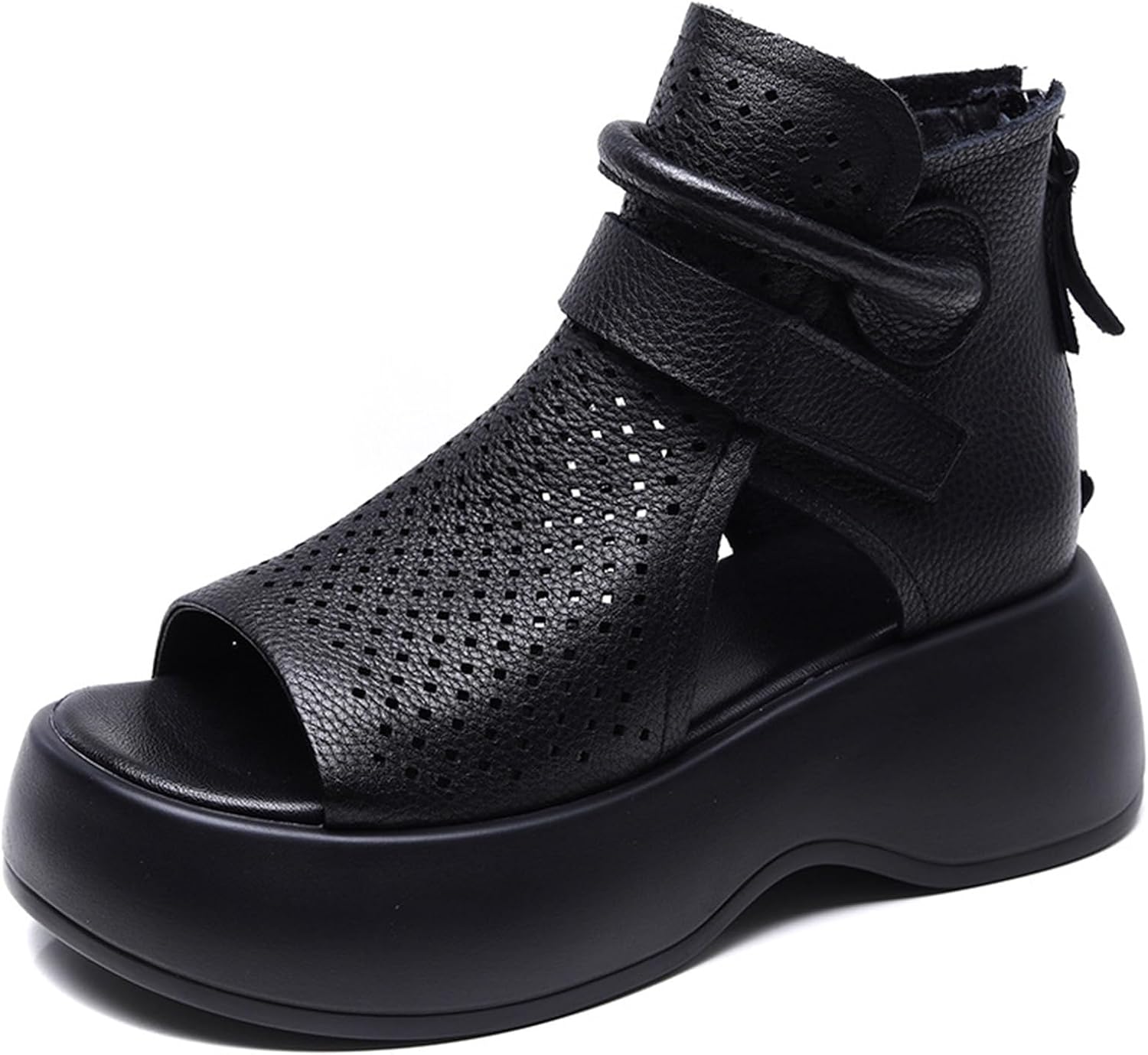 Amazon.com | Crepuscute Women's Leather Platform Wedge Sandals ...