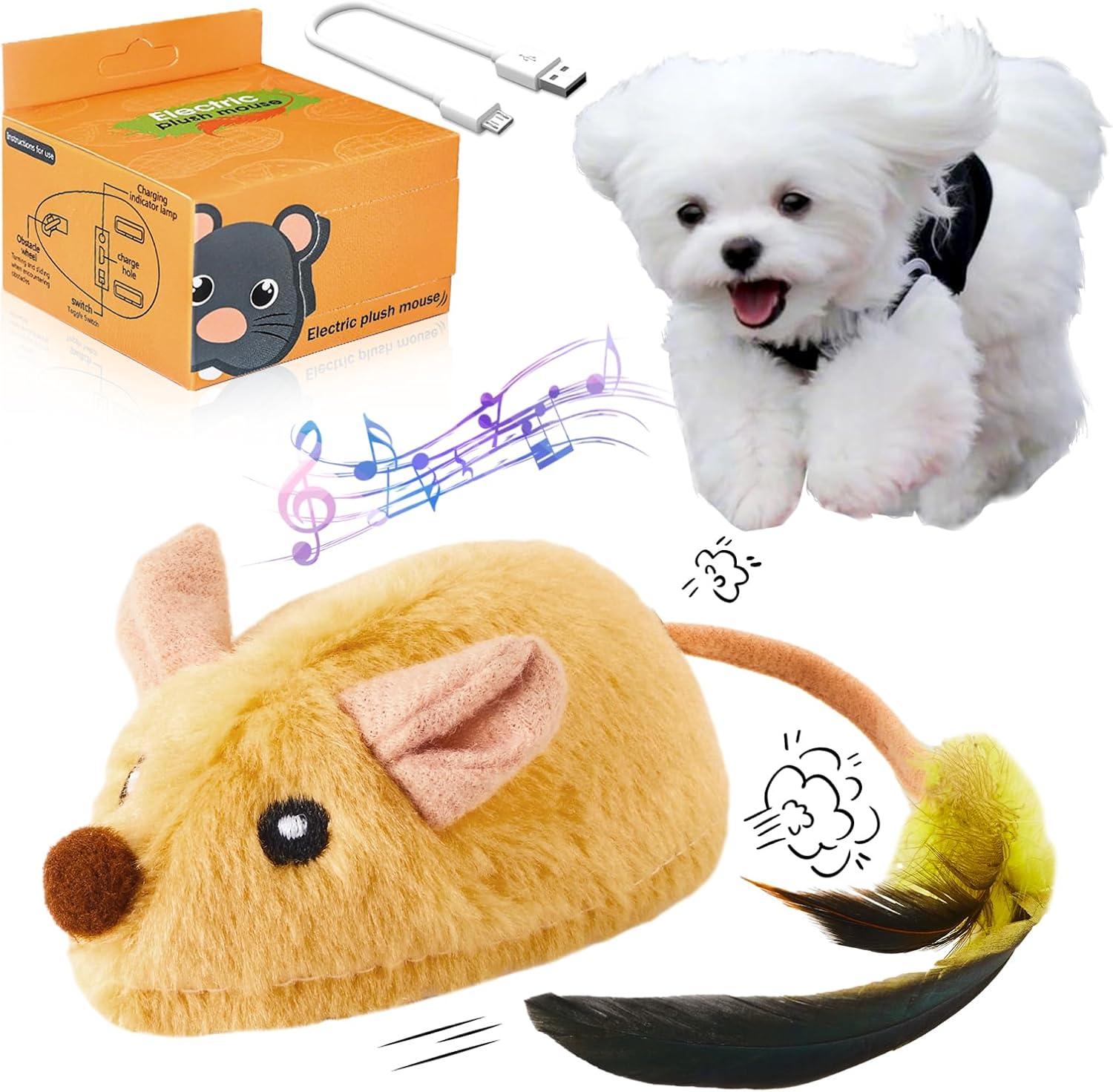 Pet Supplies : Interactive Dog Toys Mouse - with LED Lights, Moving ...