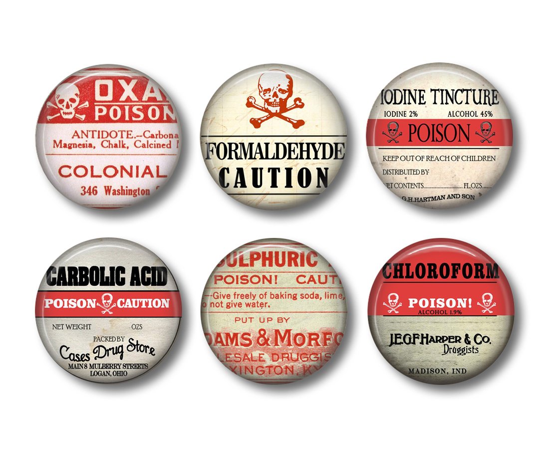 Amazon.com: Poison Magnets - Fridge Magnets - Gothic Decor - 6 Magnets ...