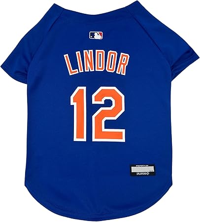MLBPA Dog Shirt - Francisco Lindor #12 Pet Shirt- MLB New York Mets ...