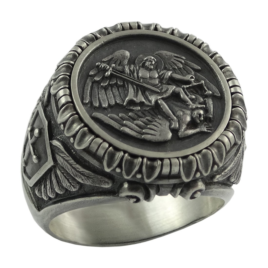 Amazon.com: St. Michael Archangel Ring for Men – Sterling Silver 925 ...