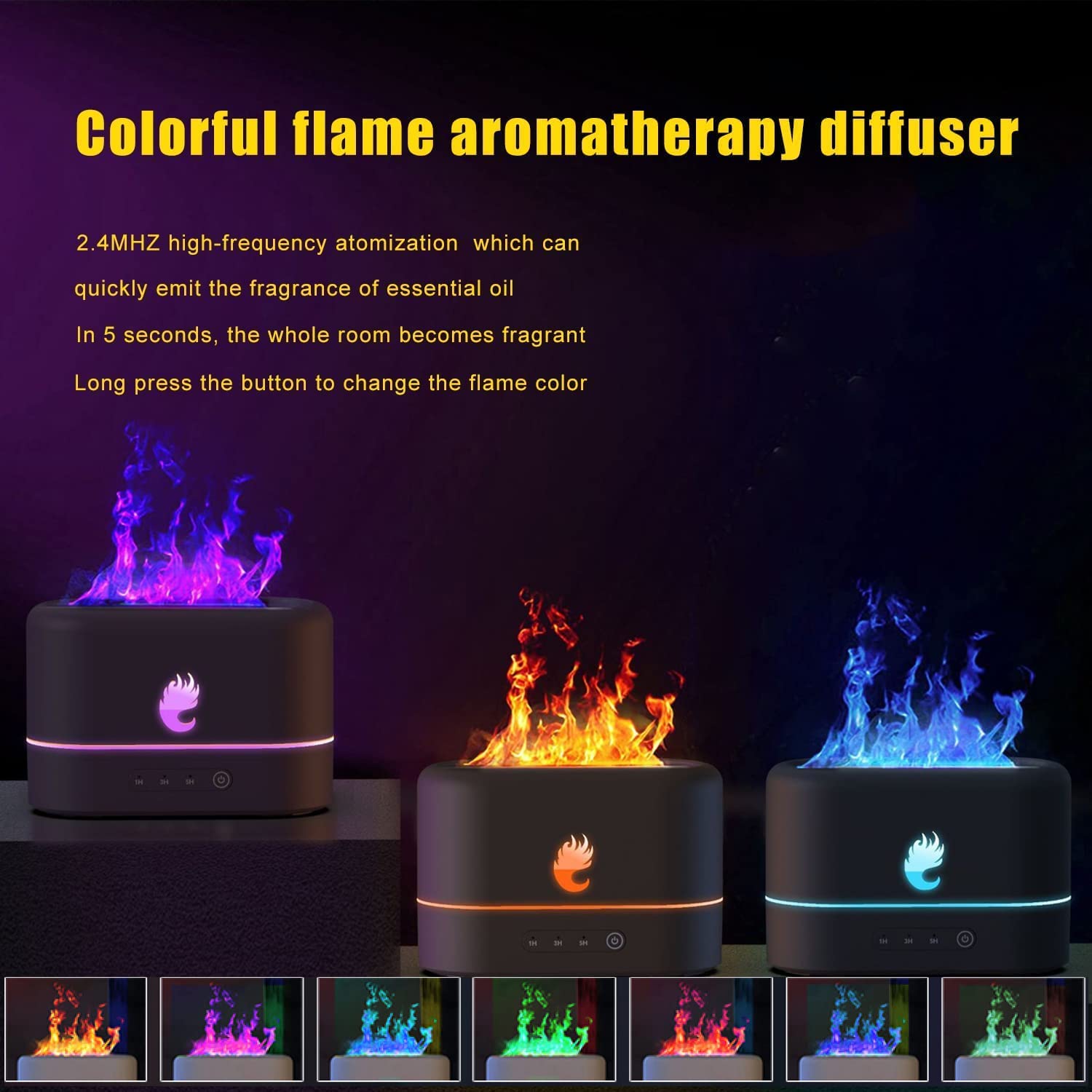 Humidifiers Essential Oil Diffuser fire with Flame Night Light ...