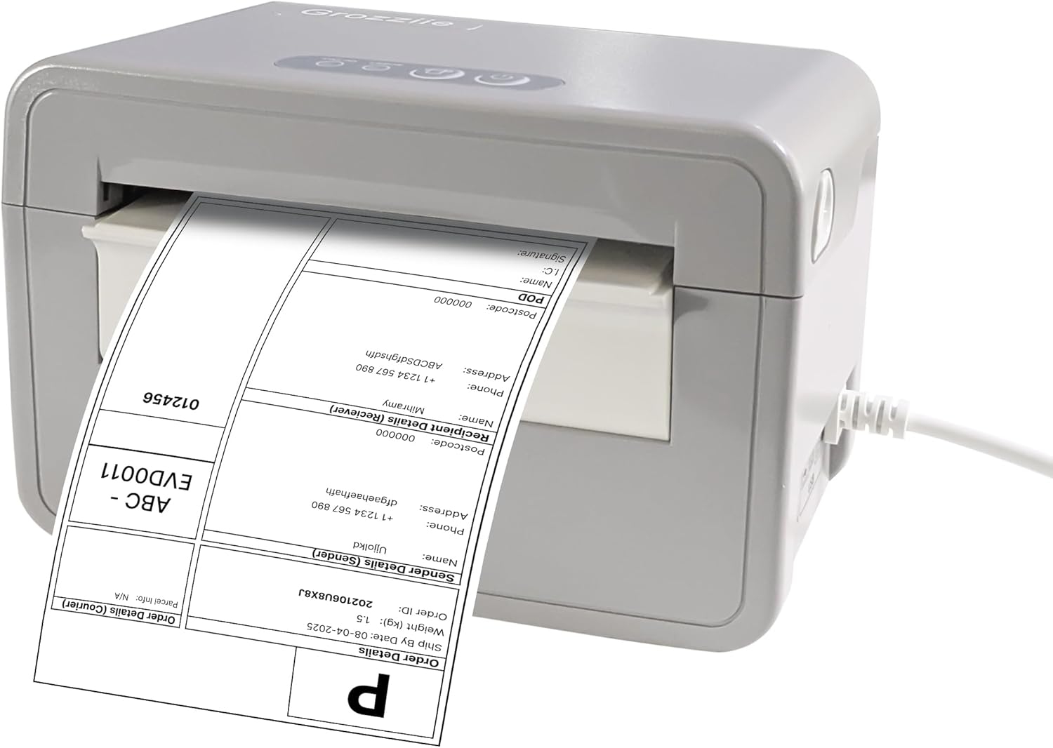 Grozziie Thermal Label Printer - 203DPI Portable 4x6 Thermal Label ...