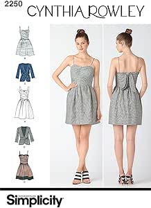 Amazon.com: Simplicity Cynthia Rowley Pattern 2250 Misses Dress in 2 ...