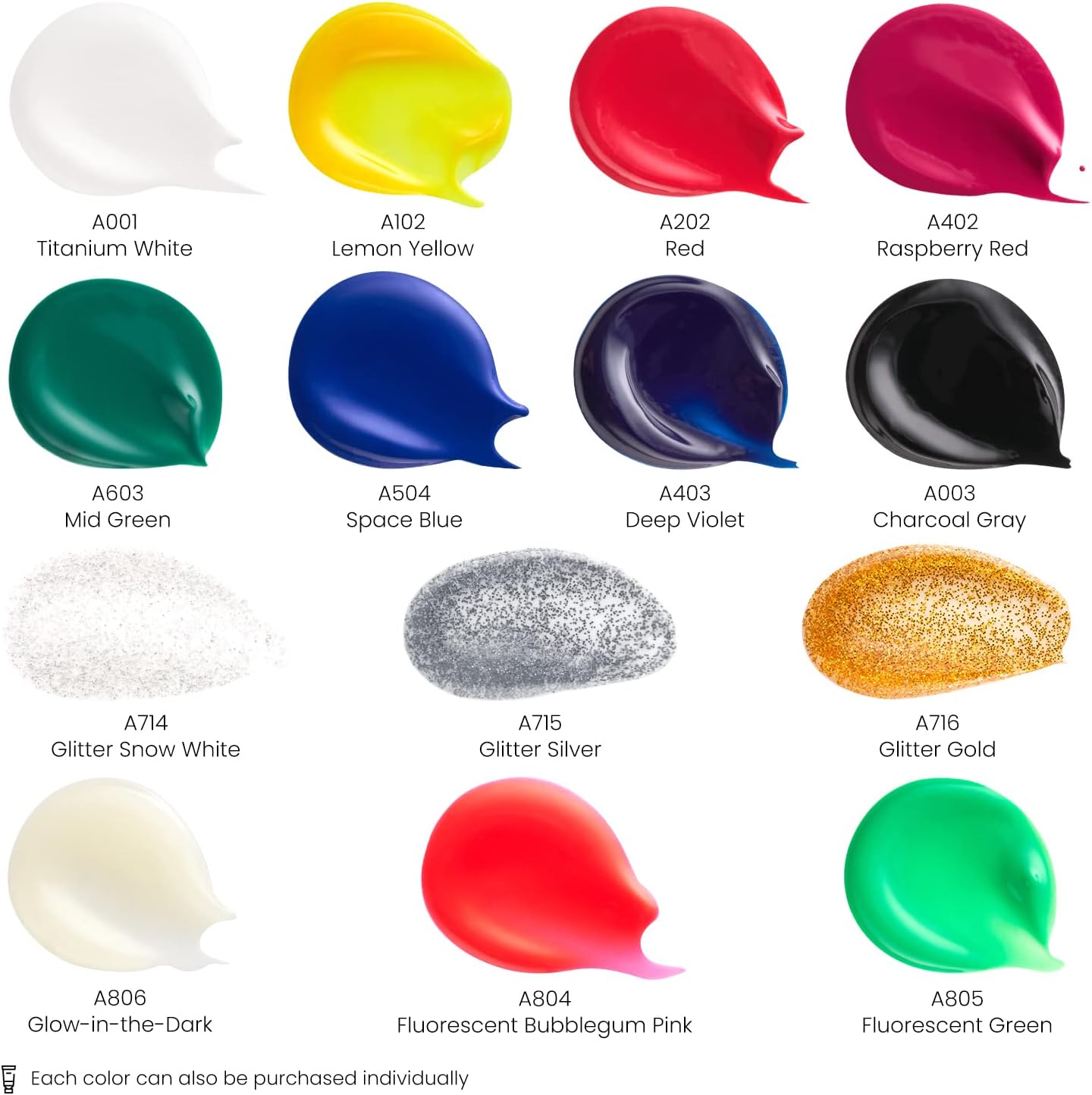 ARTEZA Fabric Paint, Set of 14, Permanent Acrylic Paint, Textile Paint ...
