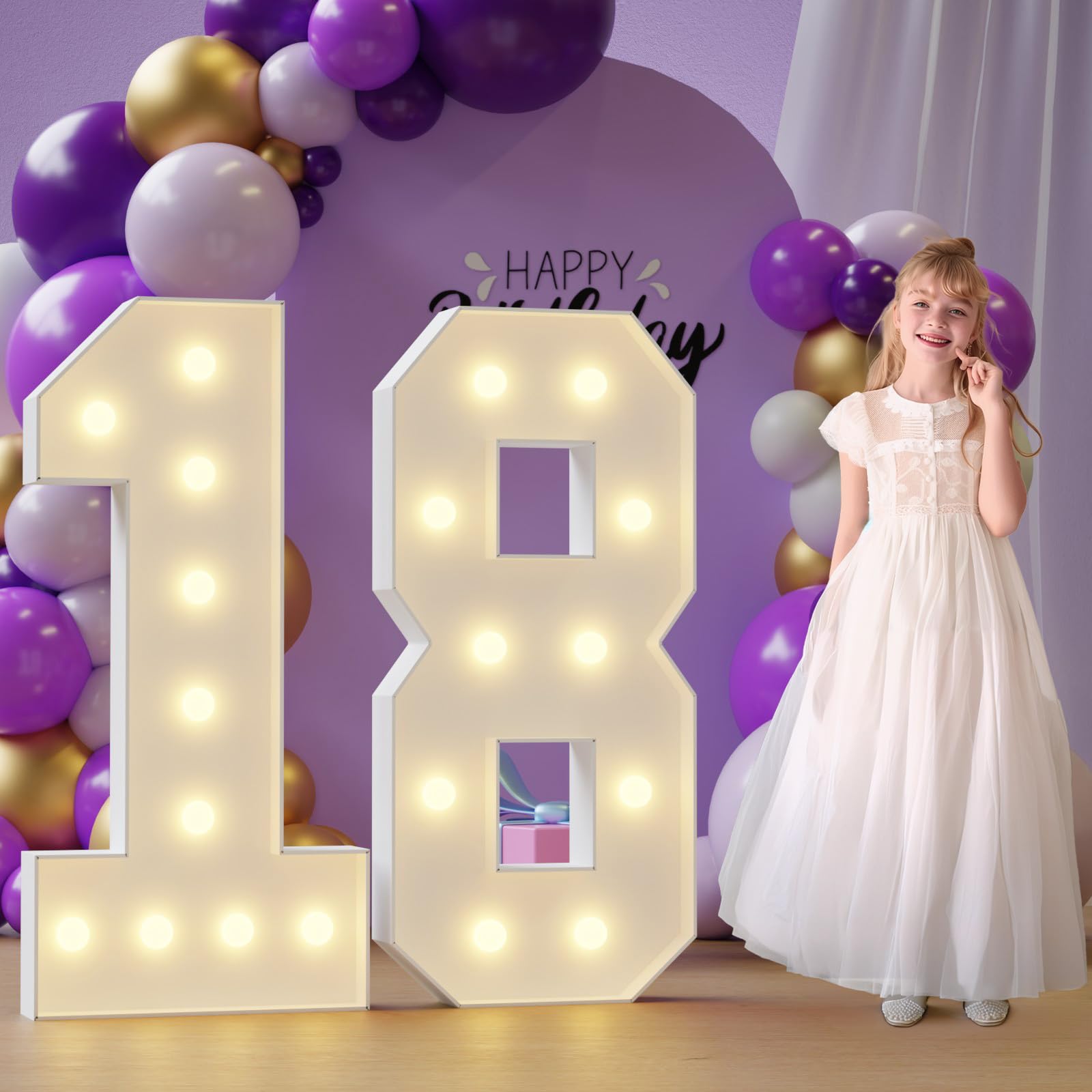 Amazon.com: 4FT Marquee Numbers 18 Light Up Number, 18th-Birthday ...