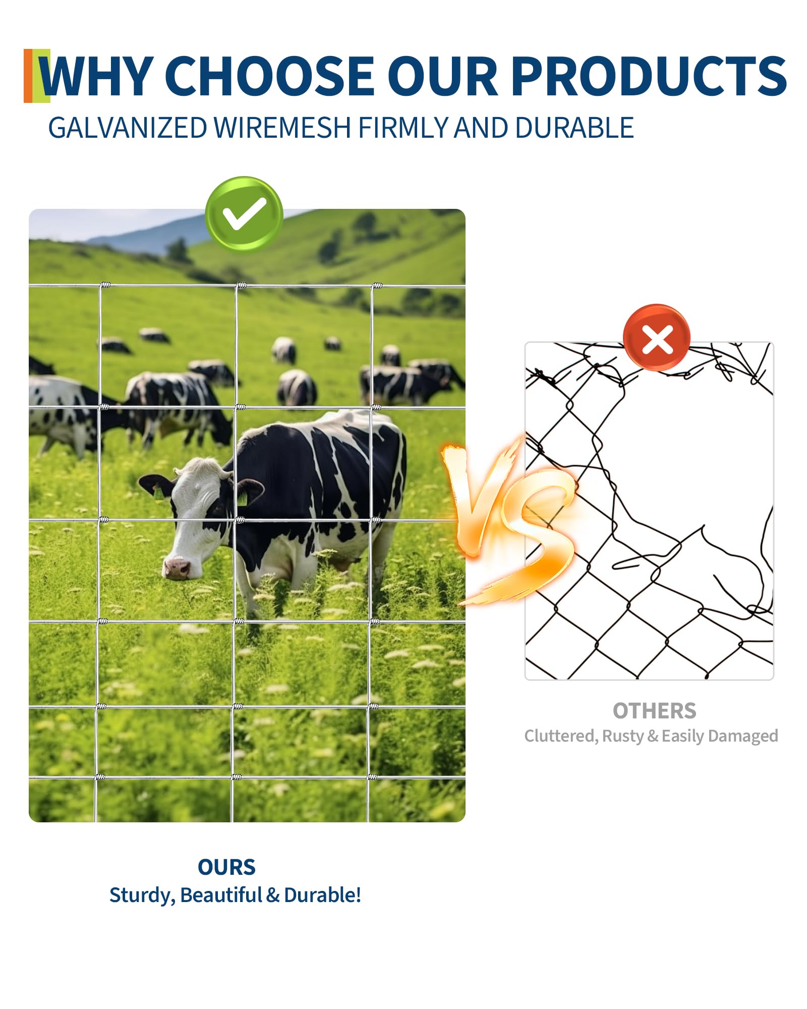 Snapklik.com : Farm Fence, 6ft X 328ft Galvanized Wire Fencing, Heavy ...