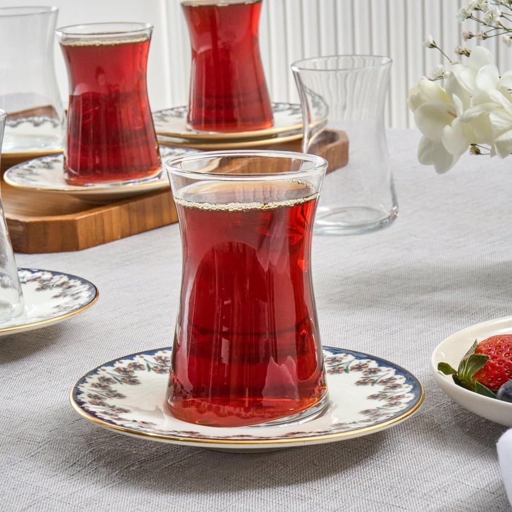 Snapklik.com : Karaca Florus Turkish Tea Glasses Set, 12-Piece Tea ...