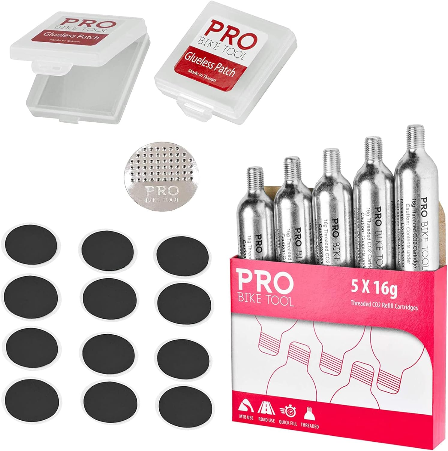 Amazon.com : Threaded CO2 Cartridges - 6 x 25g - for All CO2 Bike Tire ...