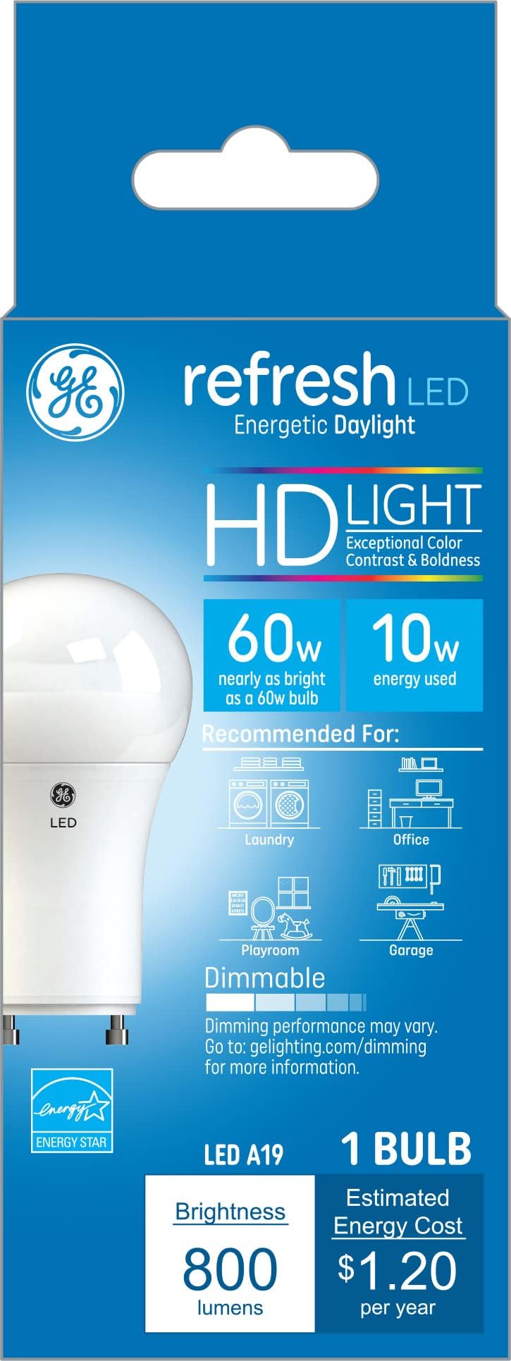 GE Lighting 93095629 LED Bulb, A19, 800 Lumens, 10-Watt, 2-Pk ...