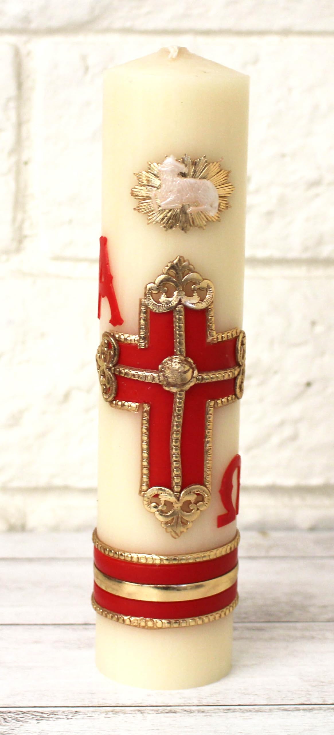 Amazon.com: Handmade Paschal Red Candle Alpha Omega Cross Sheep : Home ...
