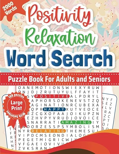 Positivity Relaxation Word Search: Puzzle Book for Adults and Seniors ...