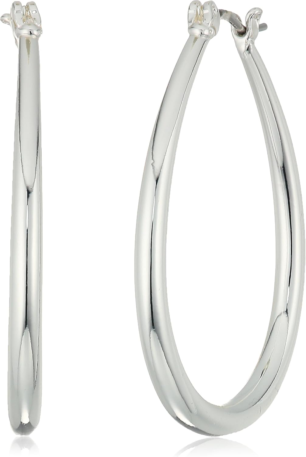 Amazon.com: Chaps Women's Oval Tubular Clickit Hoop Earrings, Silver ...