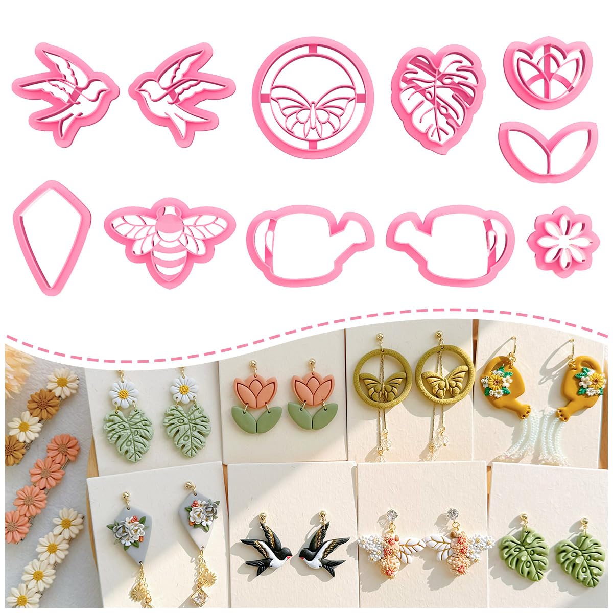 Amazon.com: KEOKER Clay Earrings Cutters Spring, 11 Spring Clay Cutters ...