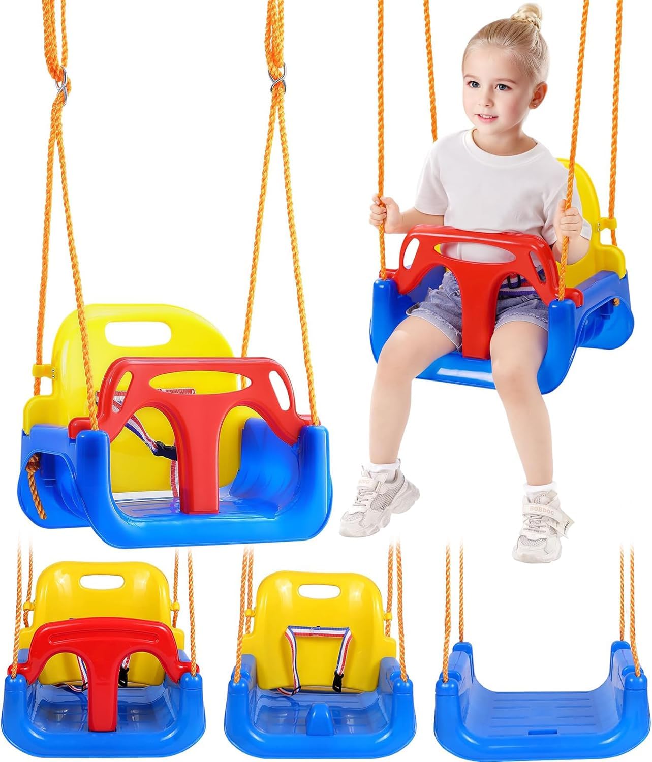 WEAGP Columpio 3 en 1 para Niños, Columpio para Niños con Cuerdas ...