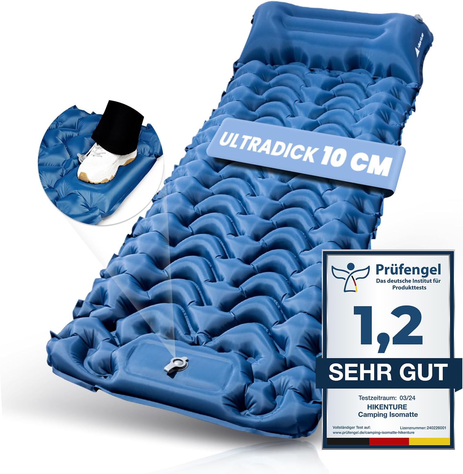 HIKENTURE Self-Inflating Sleeping Mat, 10 cm Camping Air Mattress ...