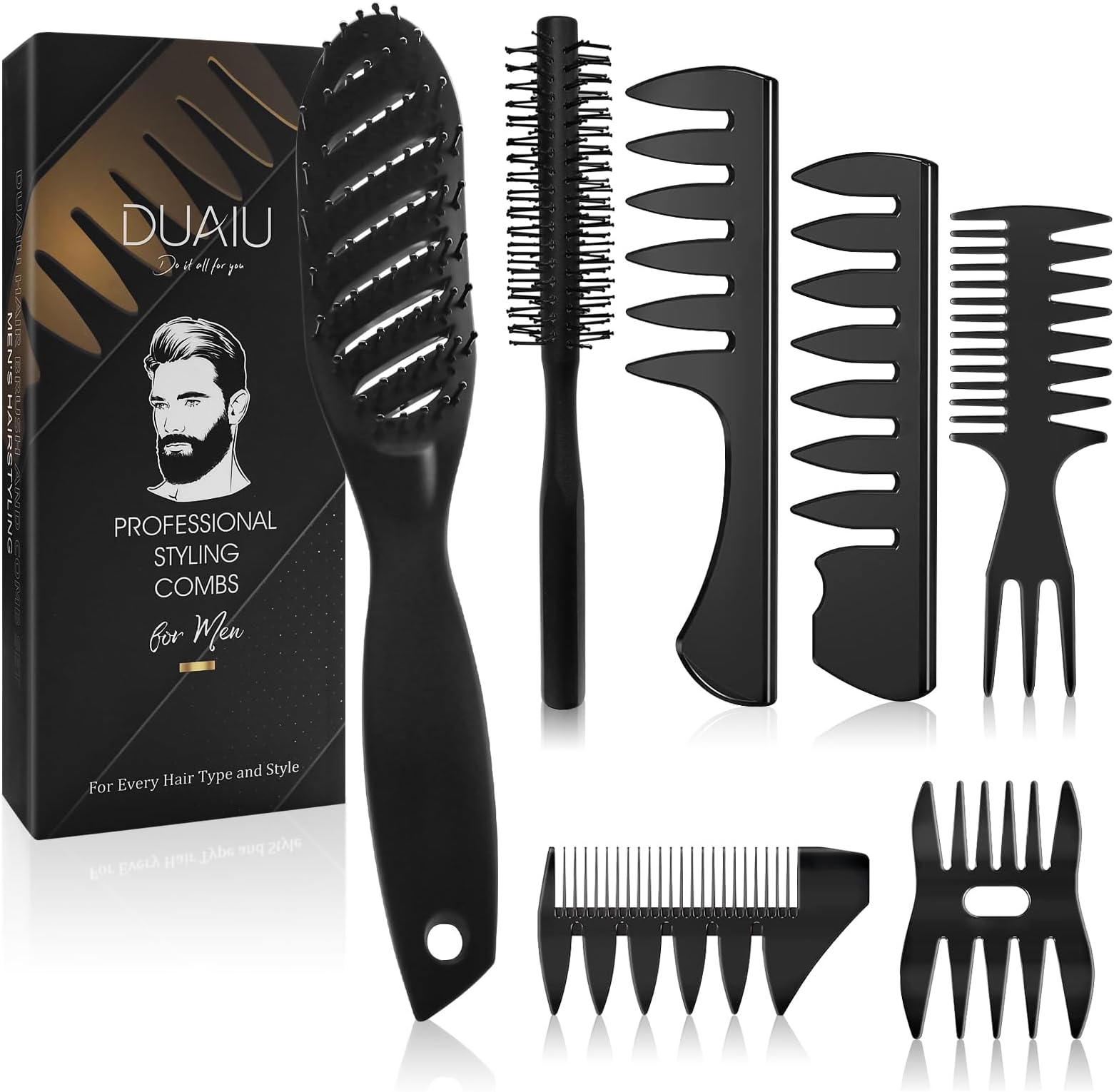 Amazon.com : Hair Brush for Men, DUAIU 7Pcs Combs for Men, Hair Styling ...