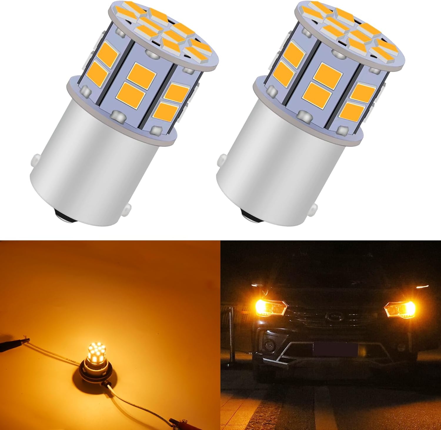 Amazon.com: LEDYOTRY 1156 LED Bulb Amber 12V-24V Super Bright 7506 1141 ...