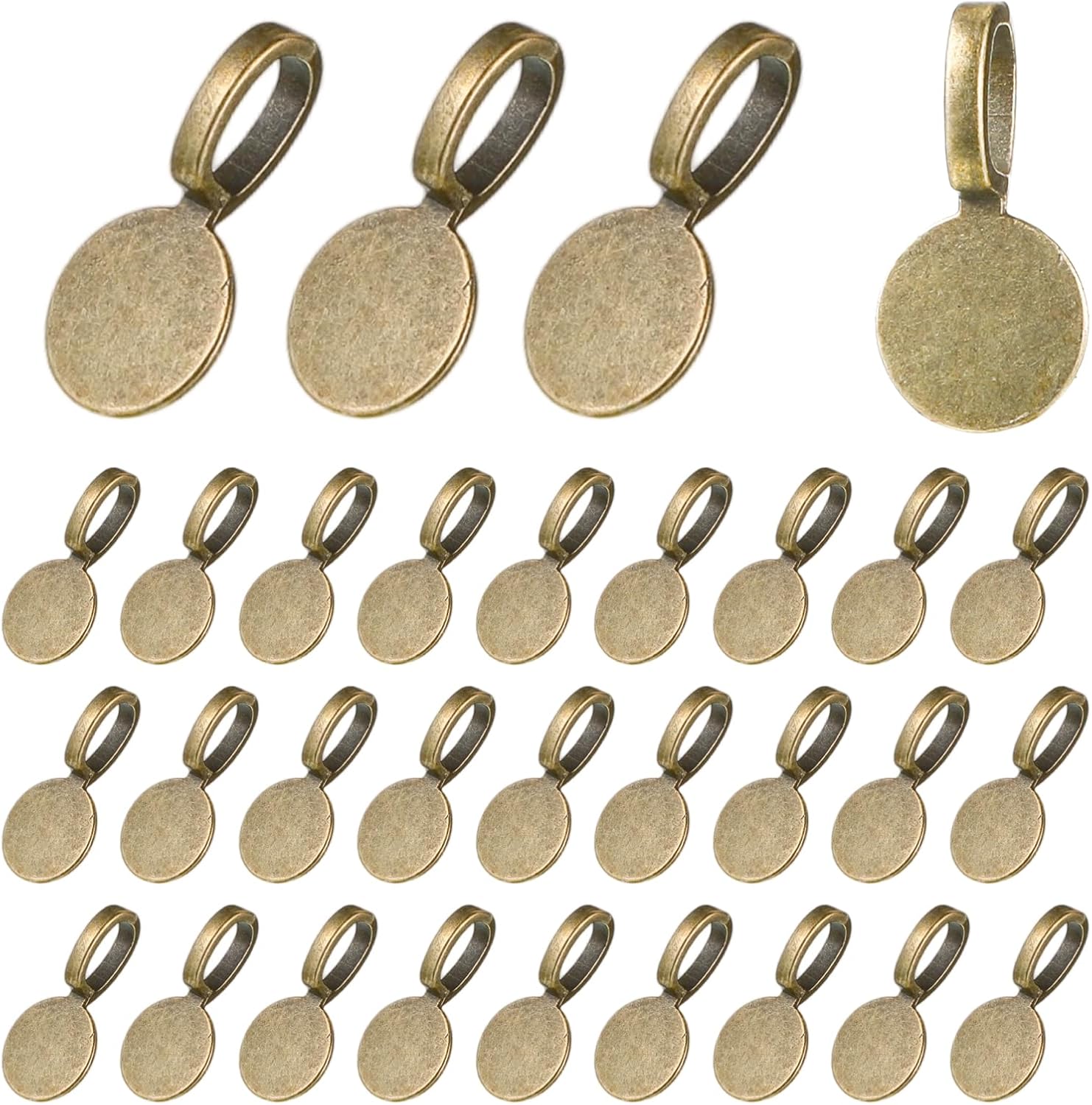Amazon.com: 100 Pcs Bails for Jewelry Making Bronze on Flat Pad Bails ...