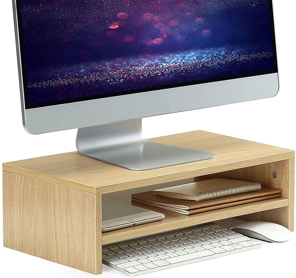 Buy Wood Monitor Stand Riser, Laptop Printer Stand, Wood Desk Organizer ...